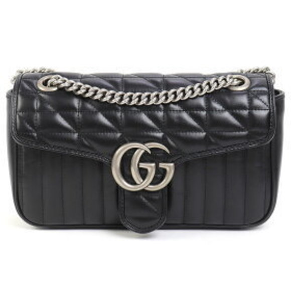 Gucci | Bags | Gucci Gg Marmont Bag Black Quilted Matelasse Chain ...